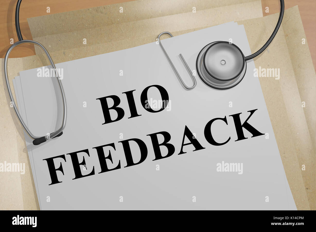 3D illustration of "BIO FEEDBACK" title on a medical document Stock ...
