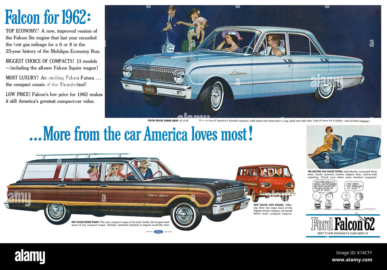 1961 U.S. advertisement for the 1962 Ford Falcon automobile Stock Photo ...