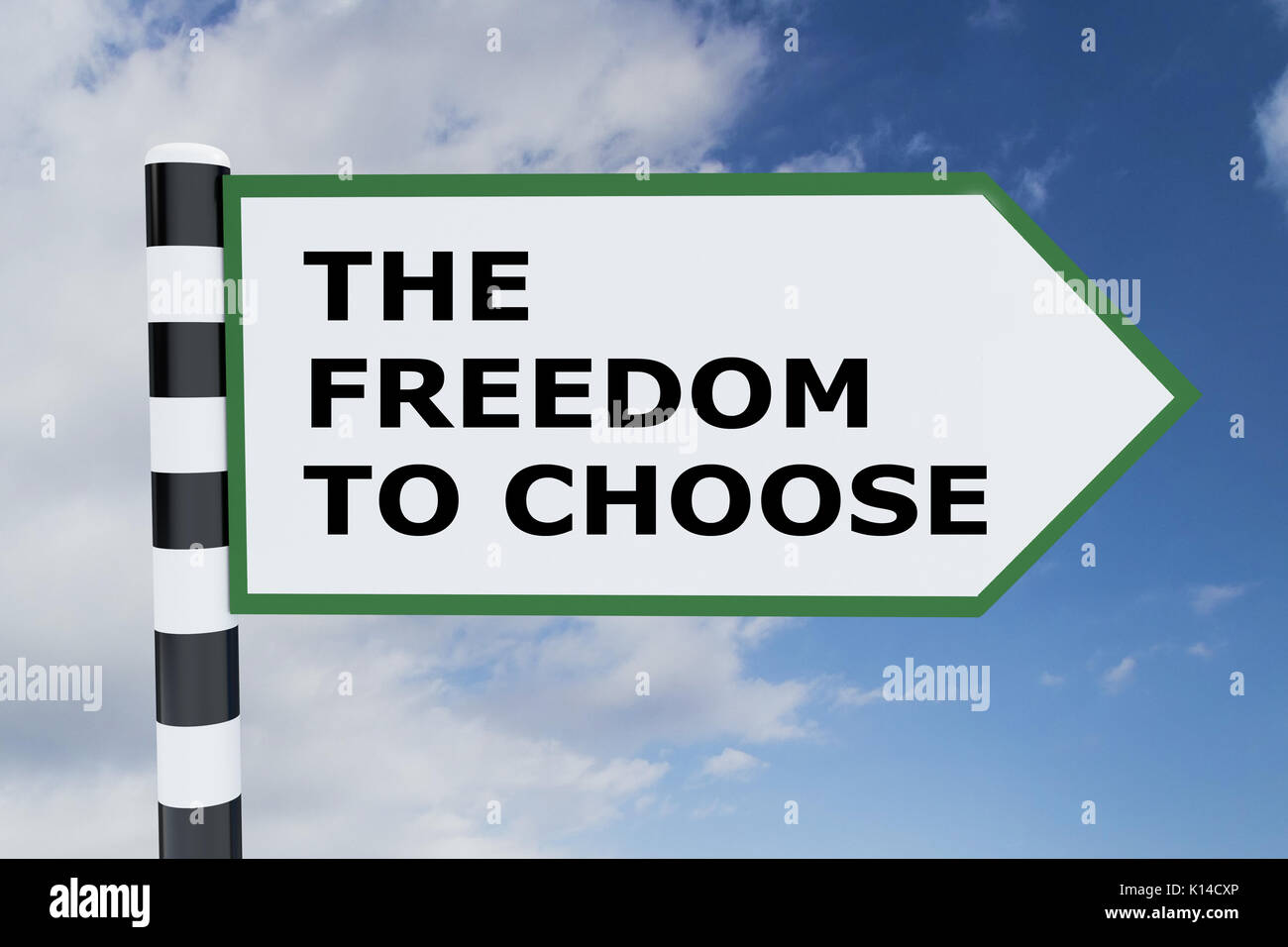 3D illustration of "THE FREEDOM TO CHOOSE" script on road sign Stock ...