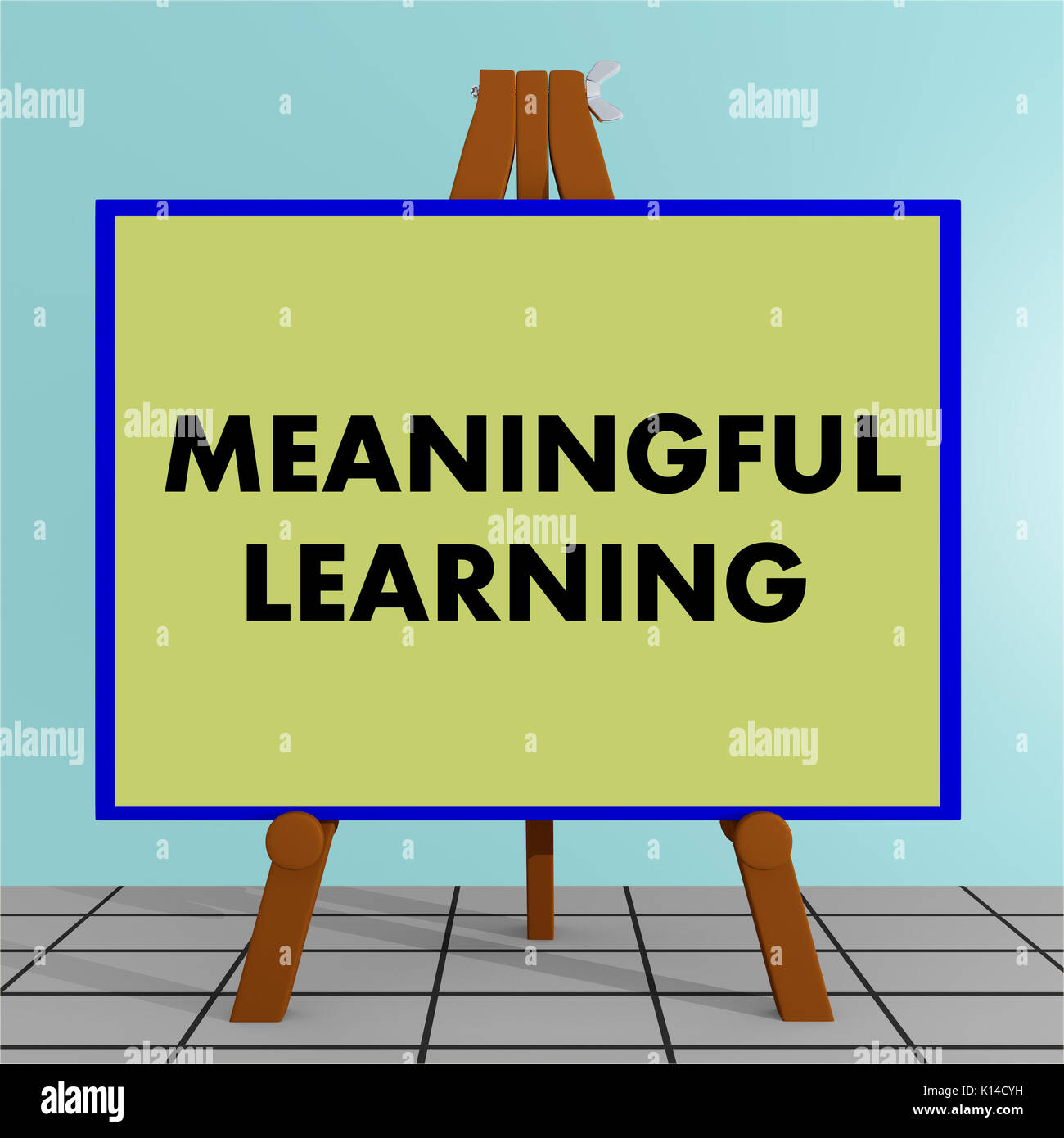 3D illustration of "MEANINGFUL LEARNING" title on a tripod display ...