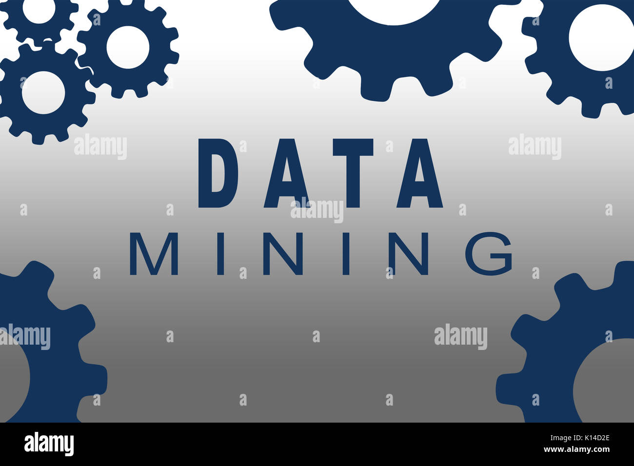 DATA MINING sign concept illustration with red gear wheel figures on ...