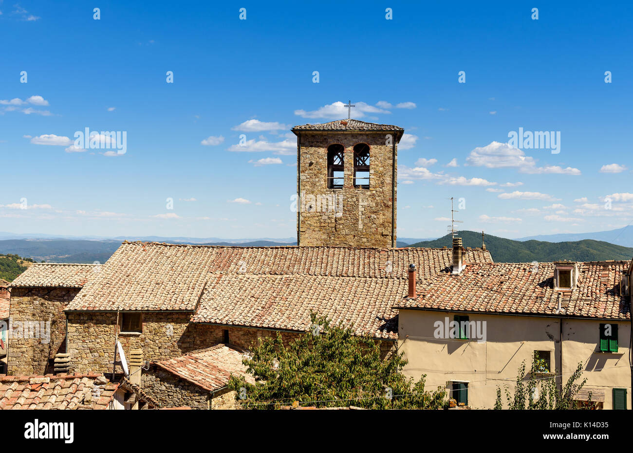 bell tower in Montieri, tuscany, italy Stock Photo - Alamy