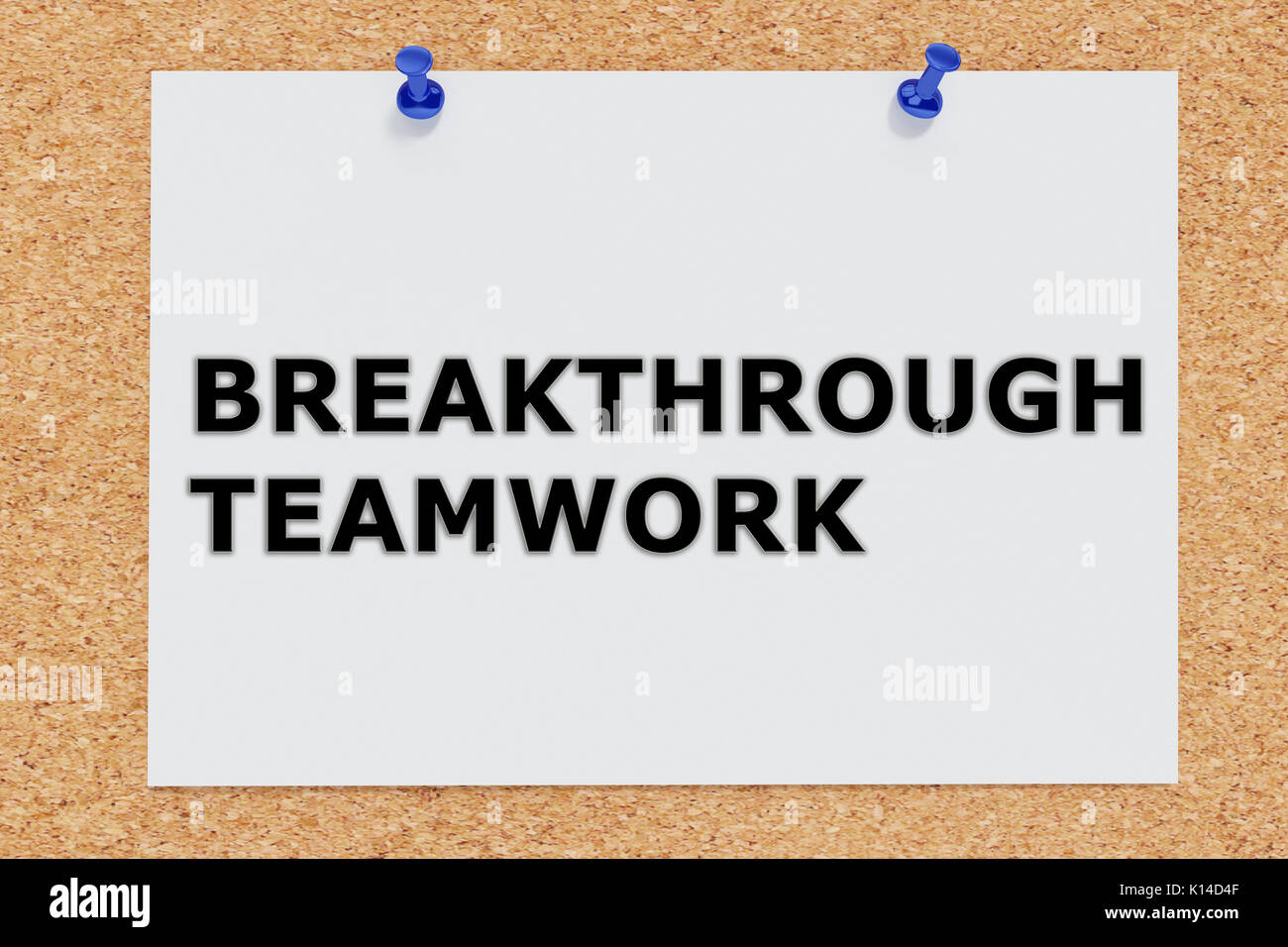 3D illustration of "BREAKTHROUGH TEAMWORK" on cork board Stock Photo ...