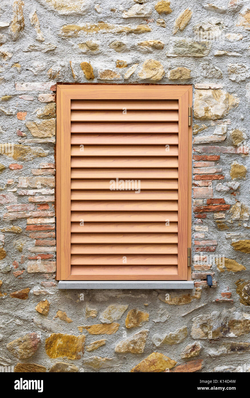 window shutters on old stone wall Stock Photo - Alamy