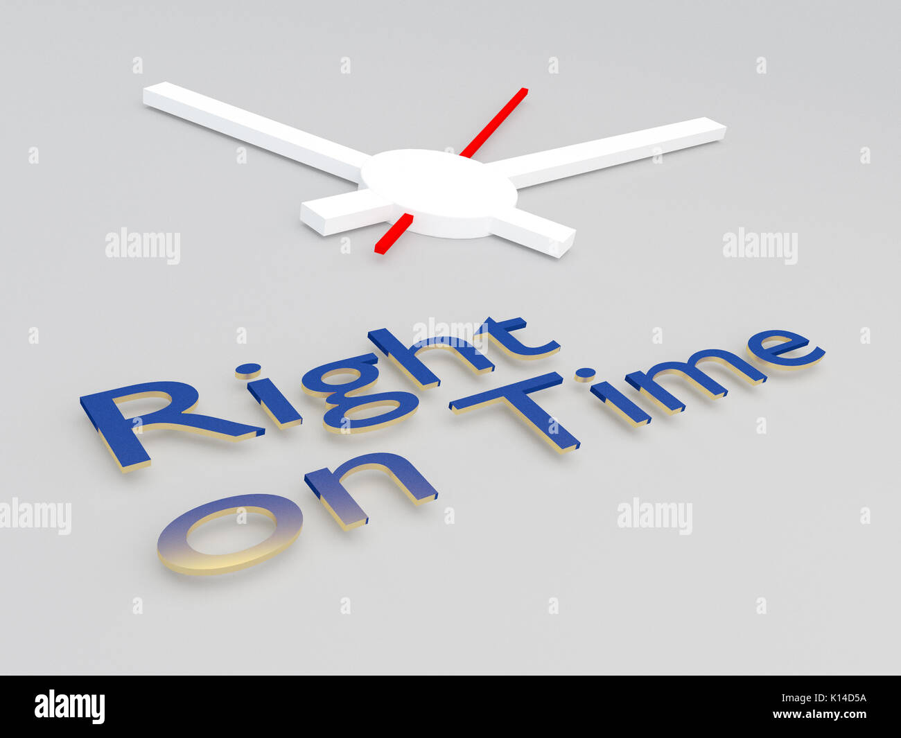 3D illustration of "Right on Time" title with a clock as a background ...