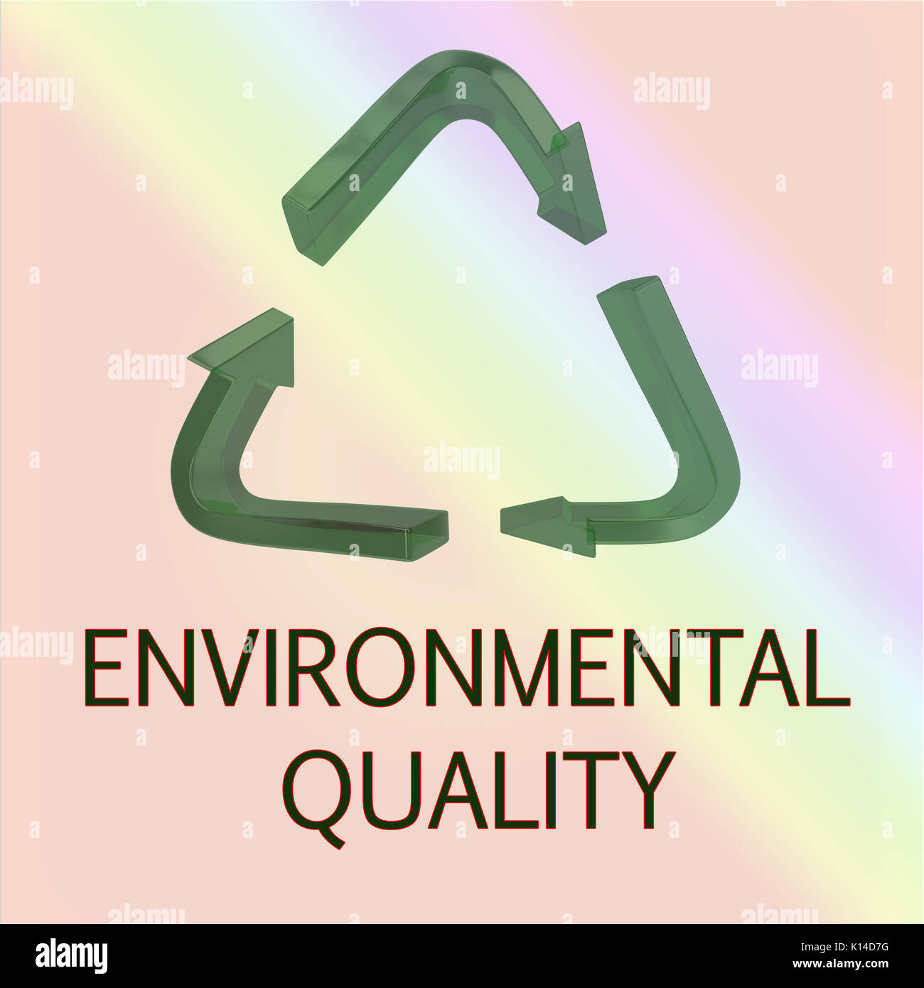 3D illustration of "ENVIRONMENTAL QUALITY" title with recycling symbol ...