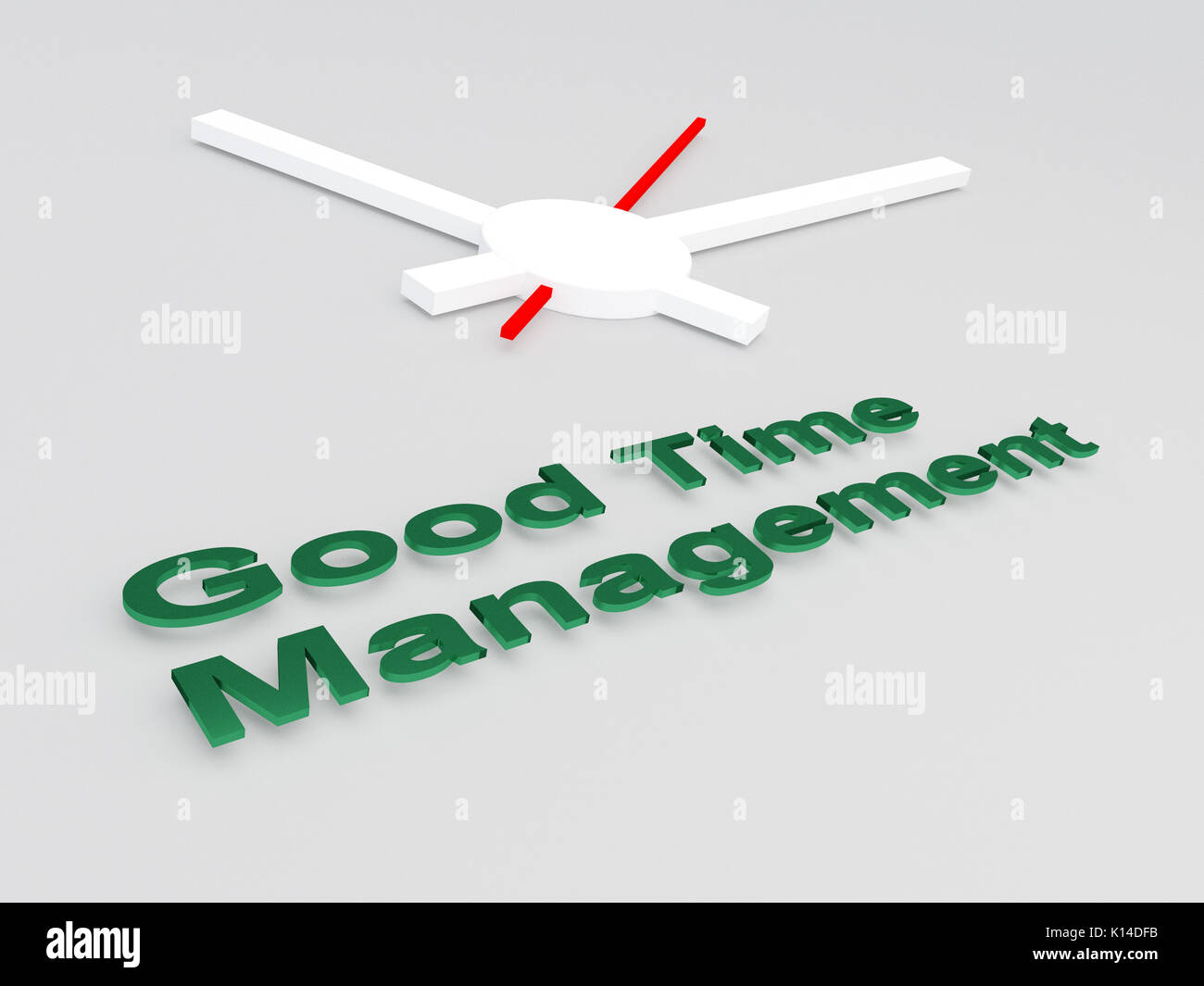 3D illustration of "Good Time Management" title with a clock as a ...