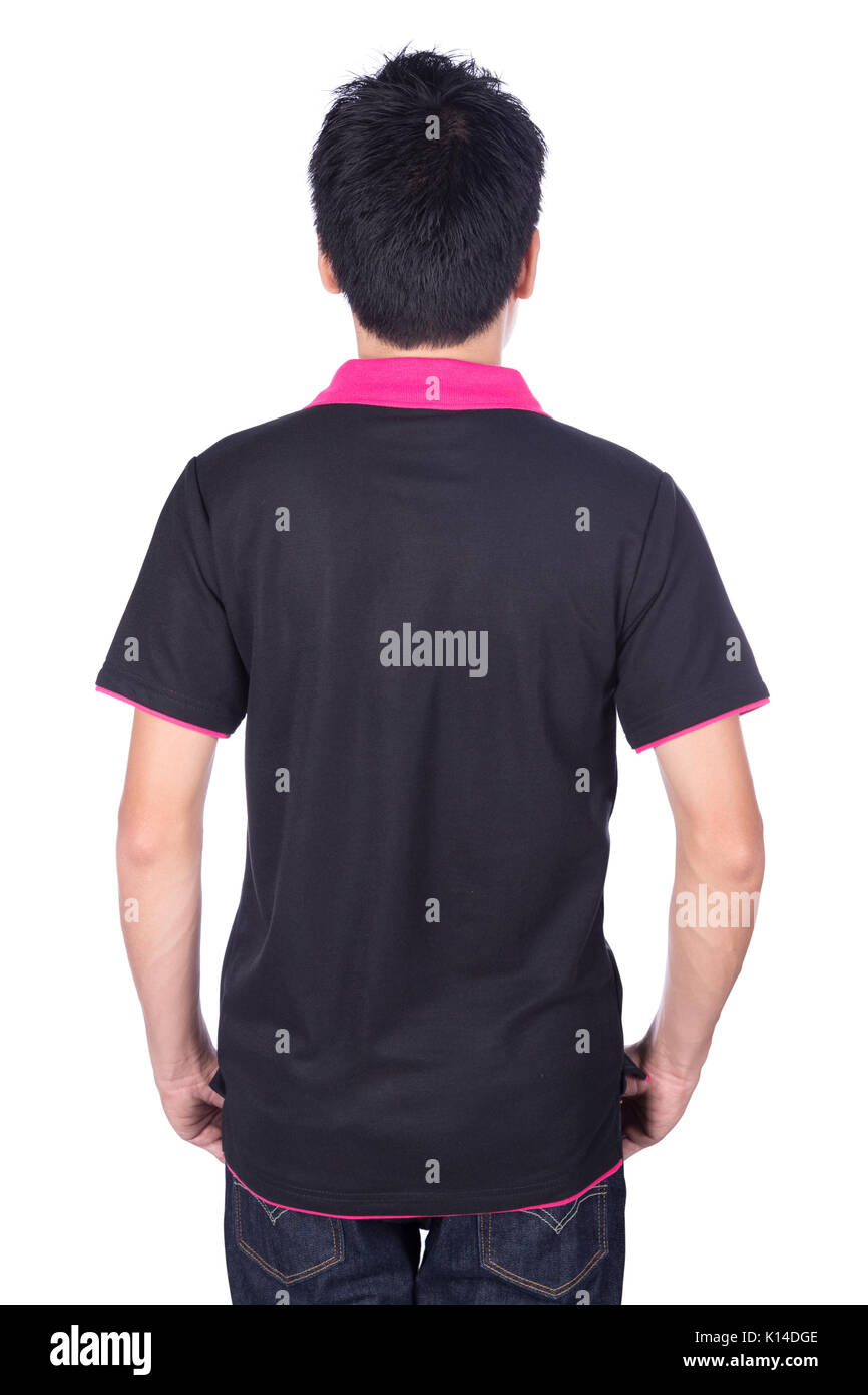 man in black polo shirt isolated on a white background (back side Stock ...