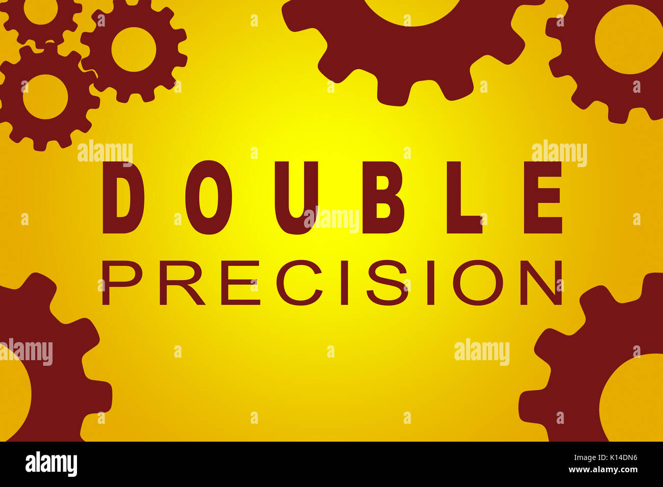 DOUBLE PRECISION sign concept illustration with red gear wheel figures ...