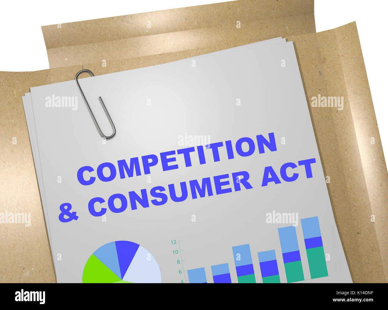 3D illustration of "COMPETITION & CONSUMER ACT" title on business ...