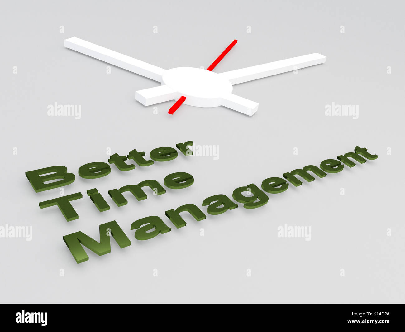 3D illustration of "Better Time Management" title with a clock as a ...