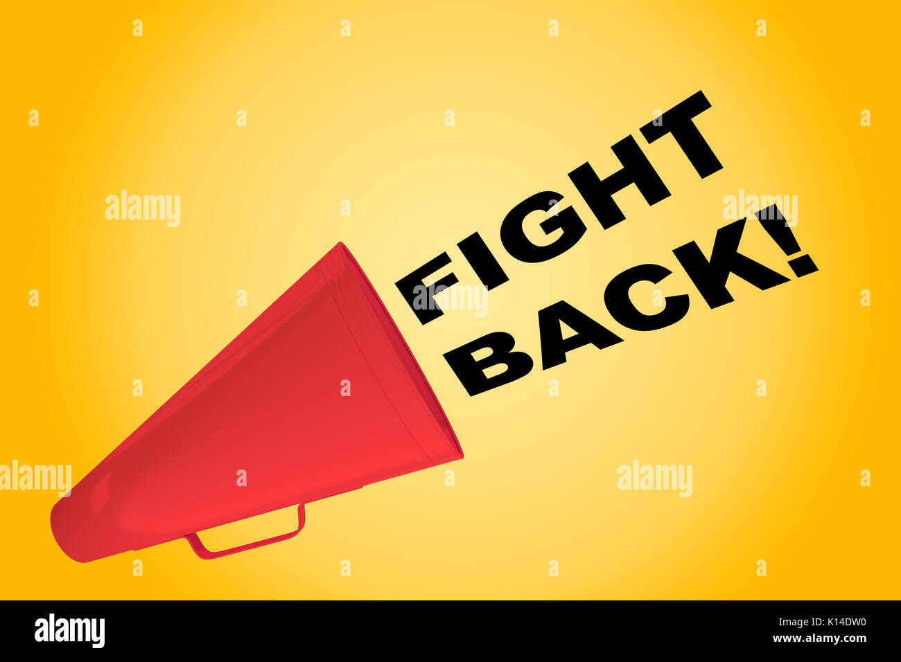 3D illustration of "FIGHT BACK!" title flowing from a loudspeaker Stock ...