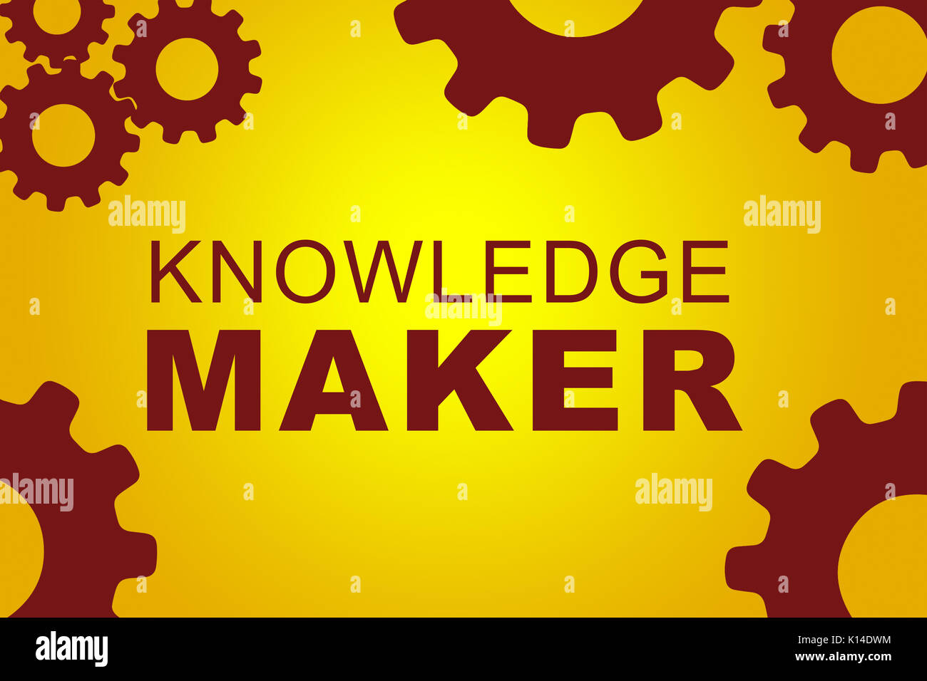 KNOWLEDGE MAKER sign concept illustration with red gear wheel figures ...