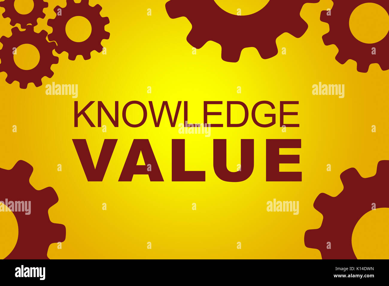 KNOWLEDGE VALUE sign concept illustration with red gear wheel figures ...