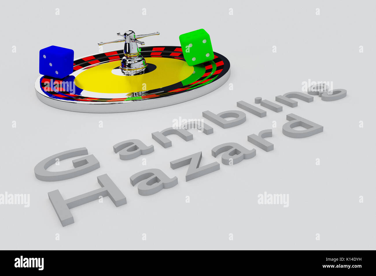 3D illustration of "Gambling Hazard" title written in embossed letters ...