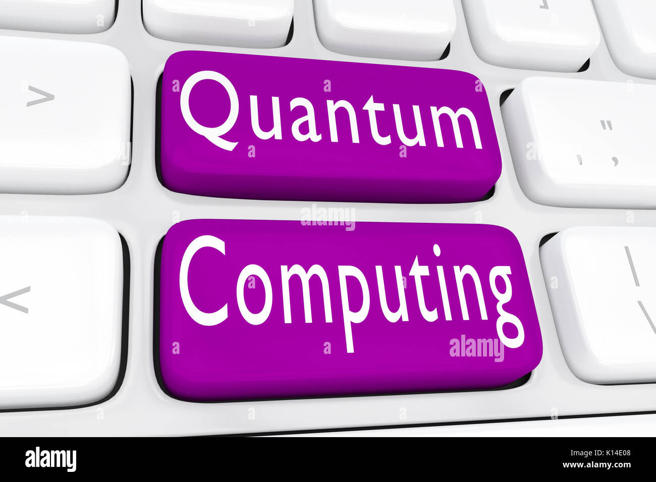 3d Illustration Of Computer Keyboard With The Script Quantum Computing