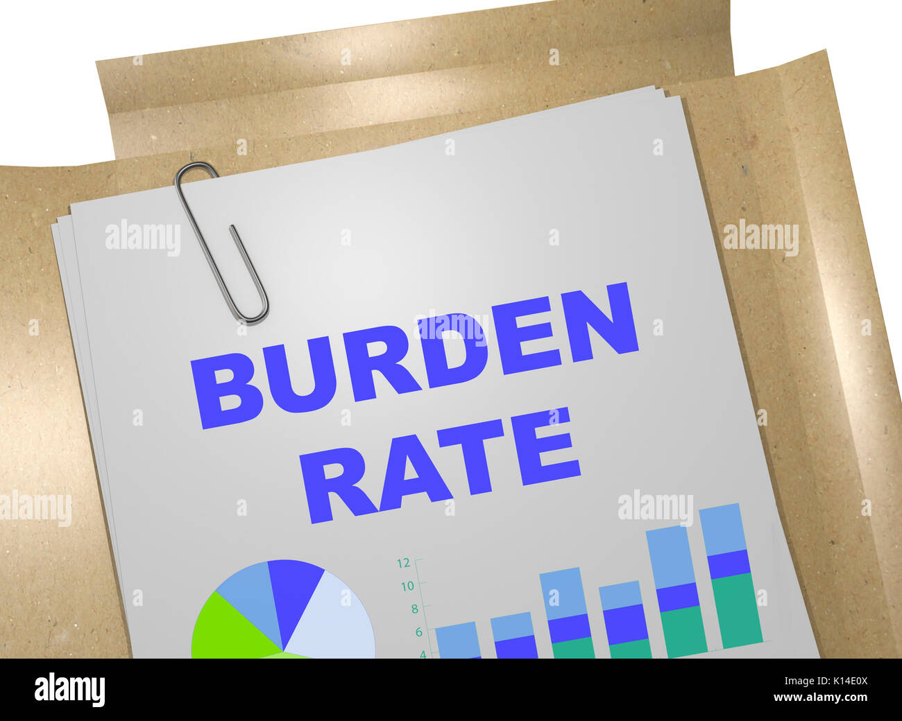 3D illustration of "BURDEN RATE" title on business document Stock Photo ...