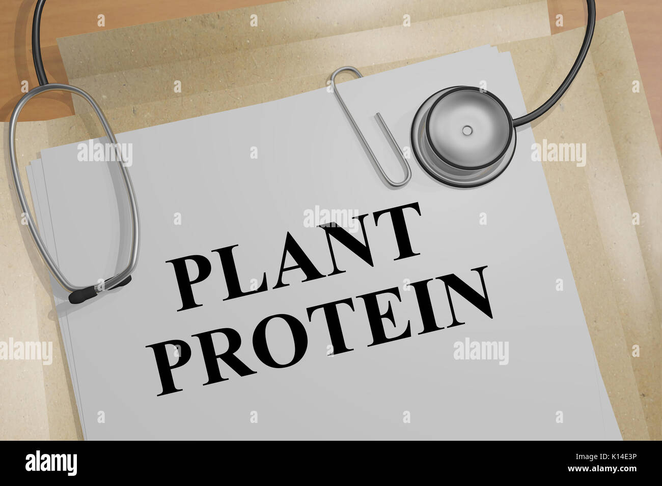 3D illustration of "PLANT PROTEIN" title on a medical document Stock ...