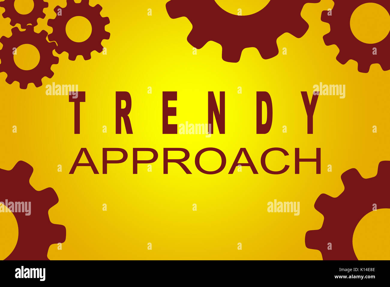 TRENDY APPROACH sign concept illustration with red gear wheel figures ...