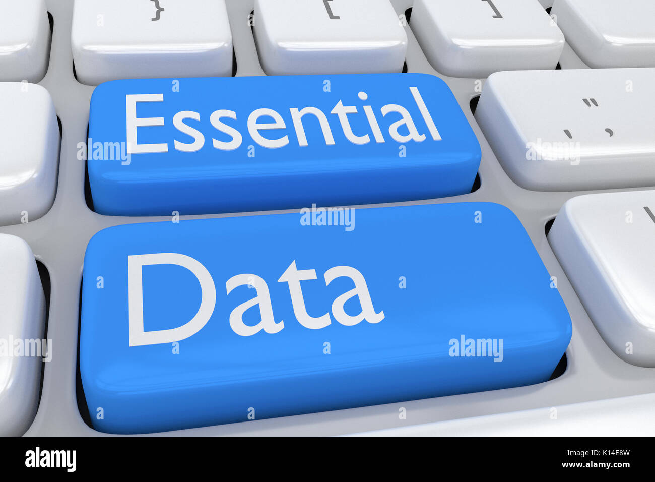 3d Illustration Of Computer Keyboard With The Script Essential Data On Two Adjacent Pale Blue