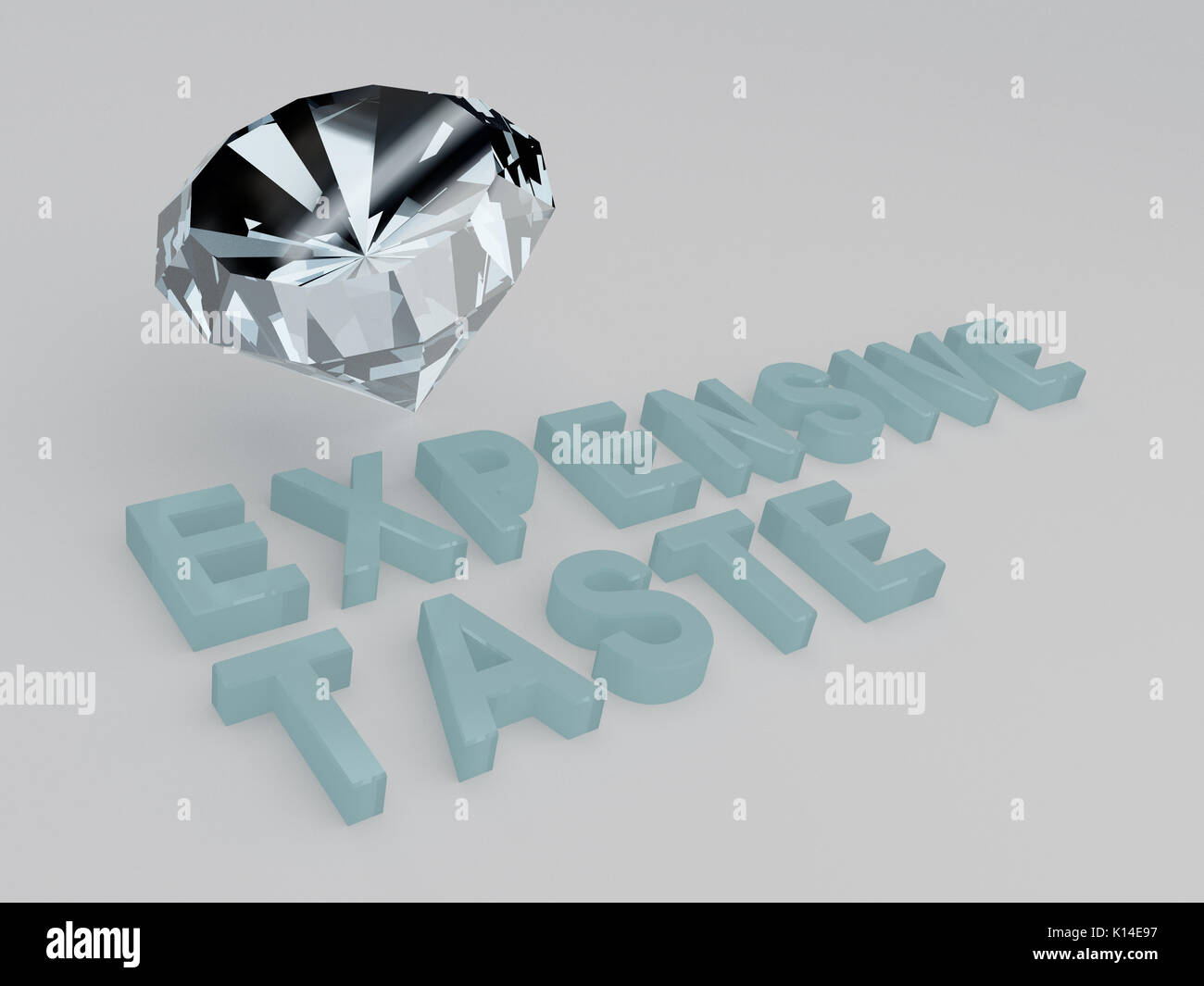 3D illustration of "Expensive Taste" title with a diamond as a ...
