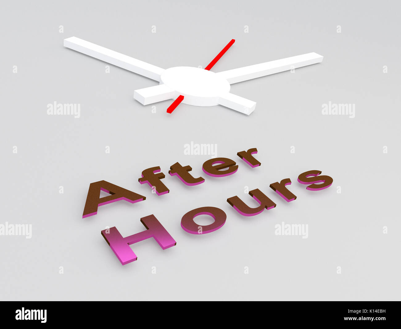 3D illustration of "After Hours" title with a clock as a background ...