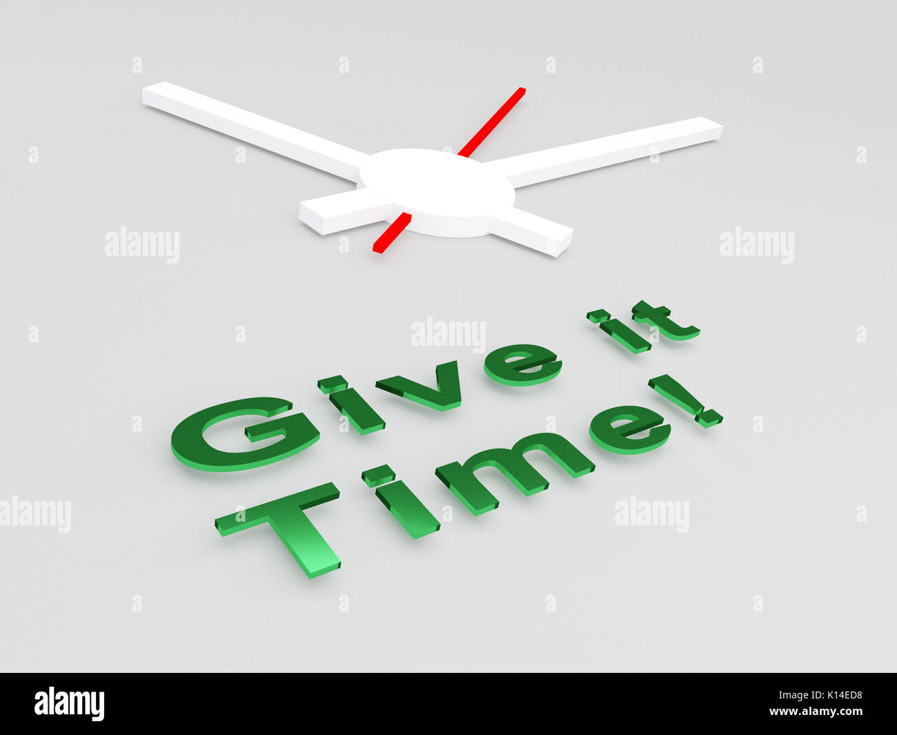 3D illustration of "Give it Time!" title with a clock as a background ...