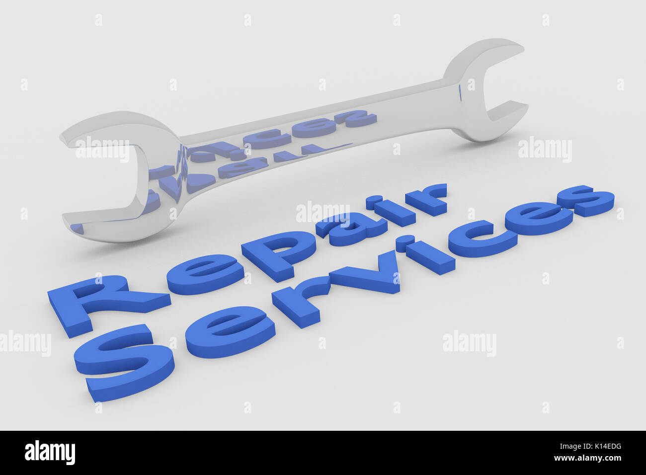 3D illustration of "Repair Services" title written in embossed letters ...