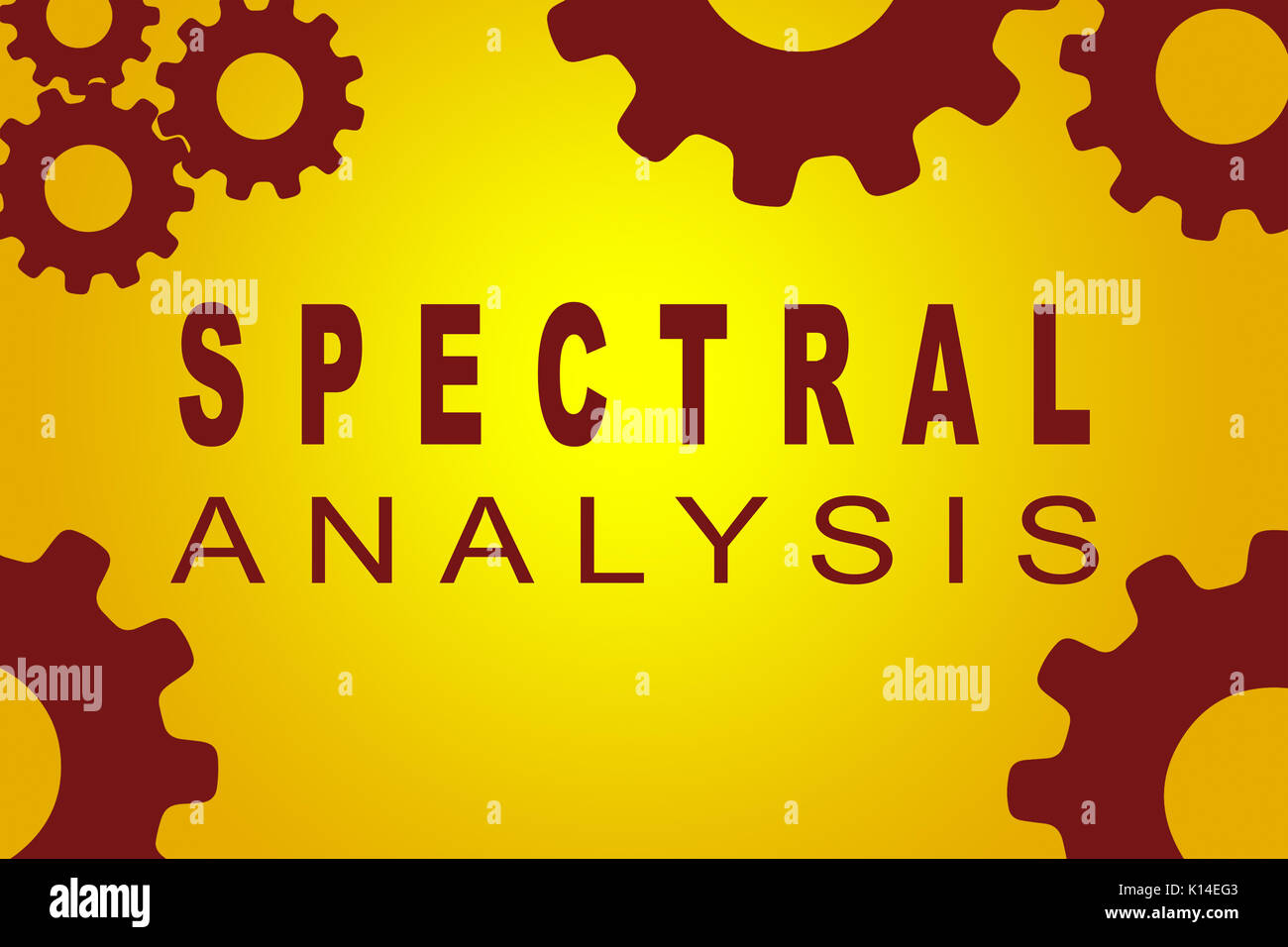 SPECTRAL ANALYSIS sign concept illustration with red gear wheel figures ...