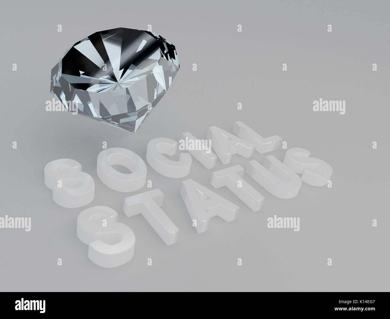 3D illustration of "SOCIAL STATUS" title with a diamond as a background ...