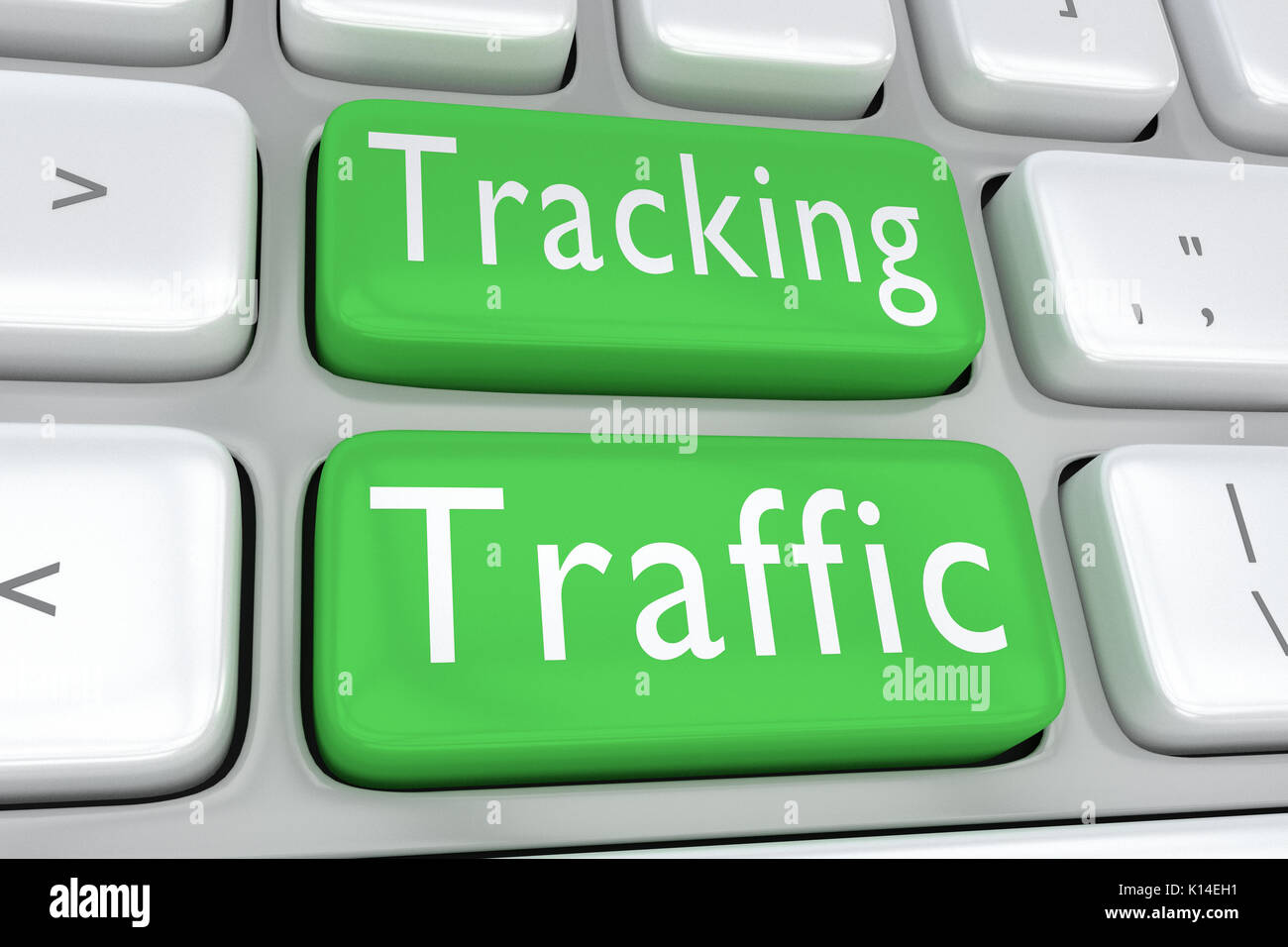 3D illustration of computer keyboard with the print "Tracking Traffic ...