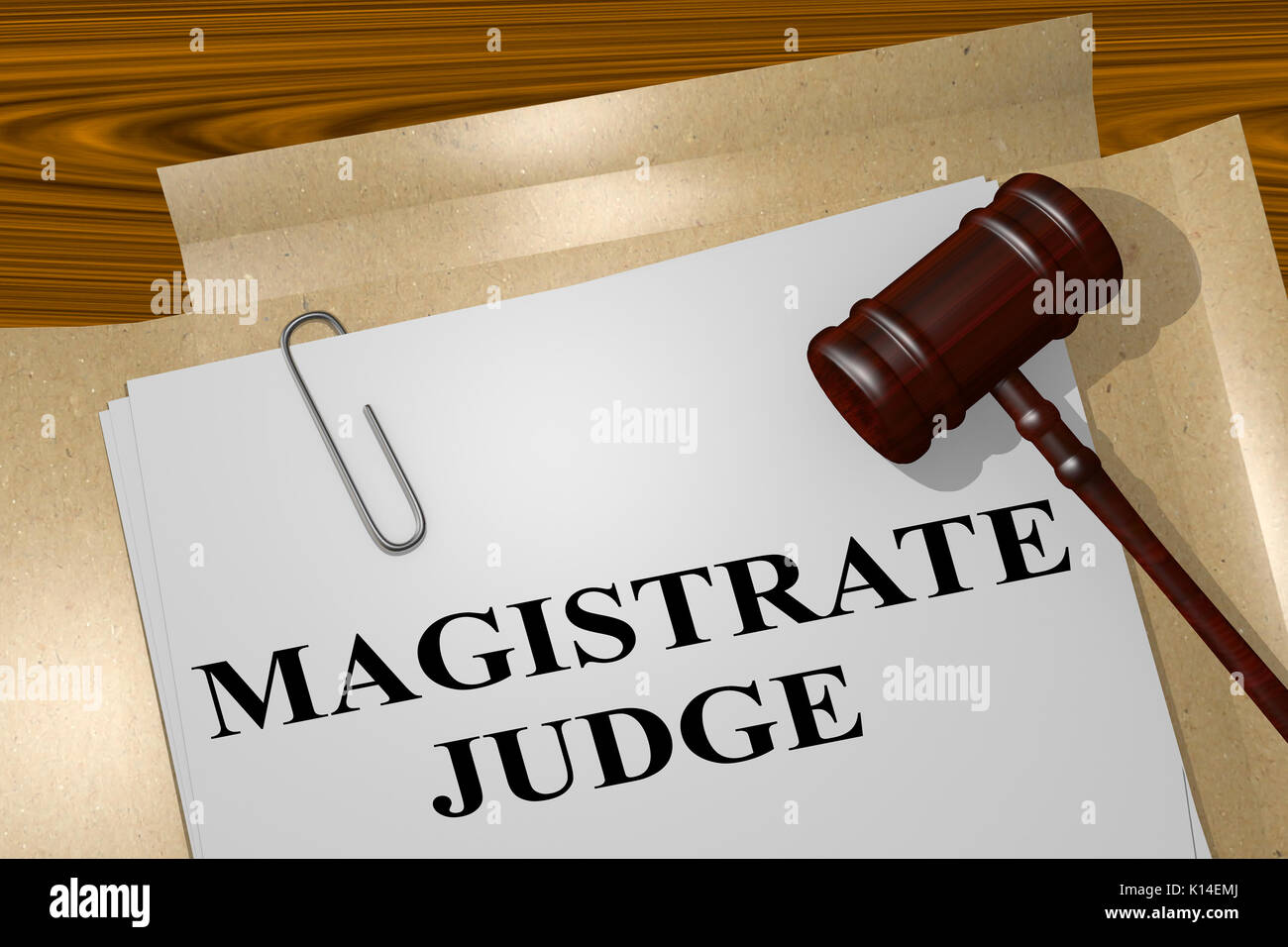 3D illustration of "MAGISTRATE JUDGE" title on legal document Stock ...