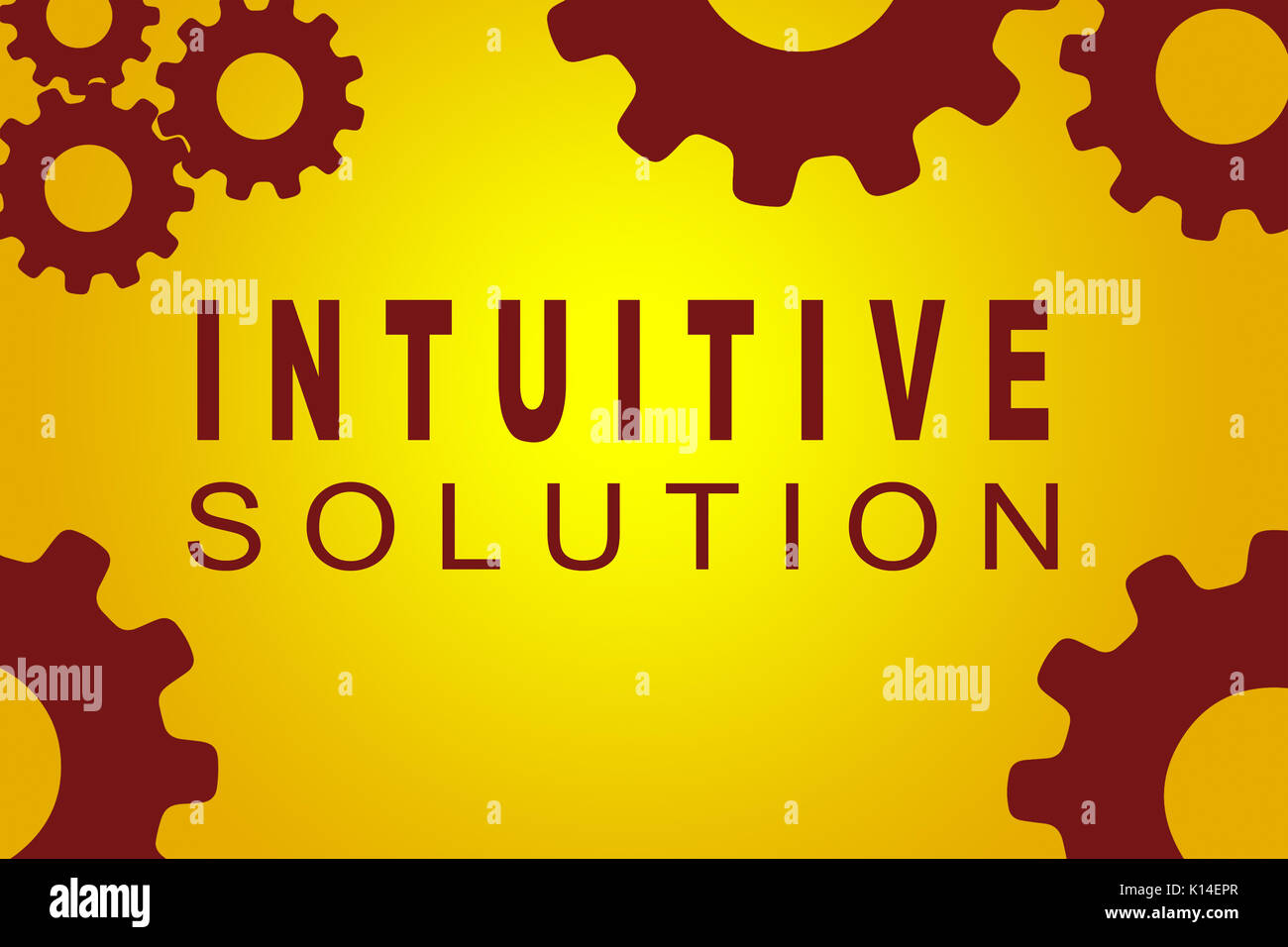 INTUITIVE SOLUTION sign concept illustration with red gear wheel ...