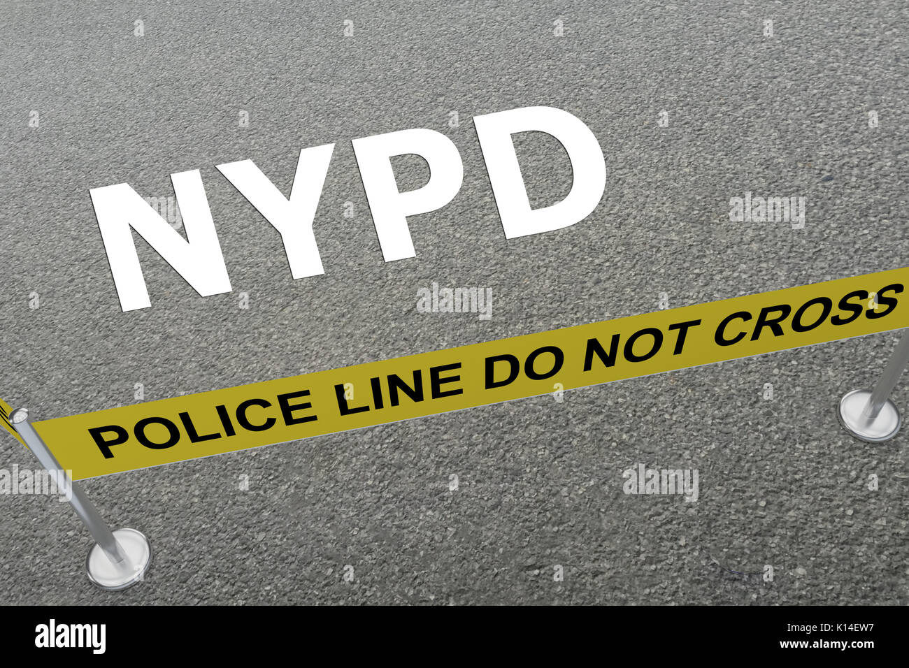 3D illustration of "NYPD" title on the ground in a police arena Stock ...
