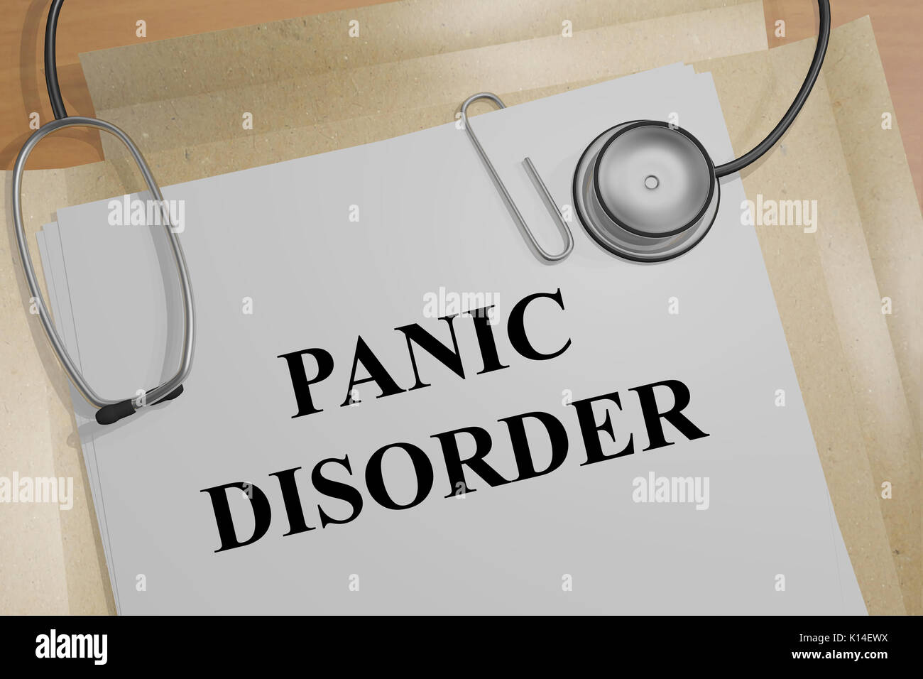 3D illustration of "PANIC DISORDER" title on a medical document Stock ...