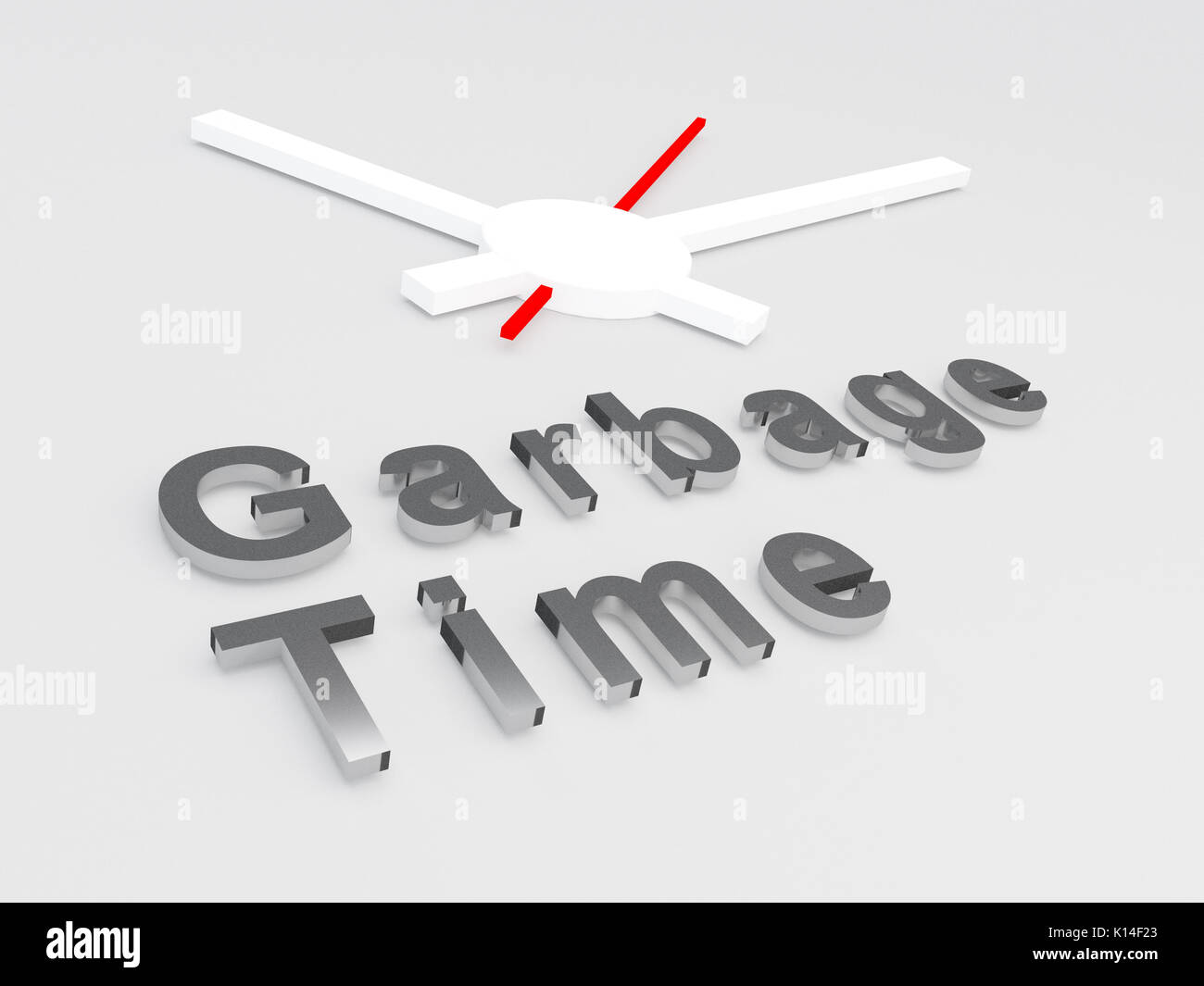 3D illustration of "Garbage Time" title with a clock as a background ...