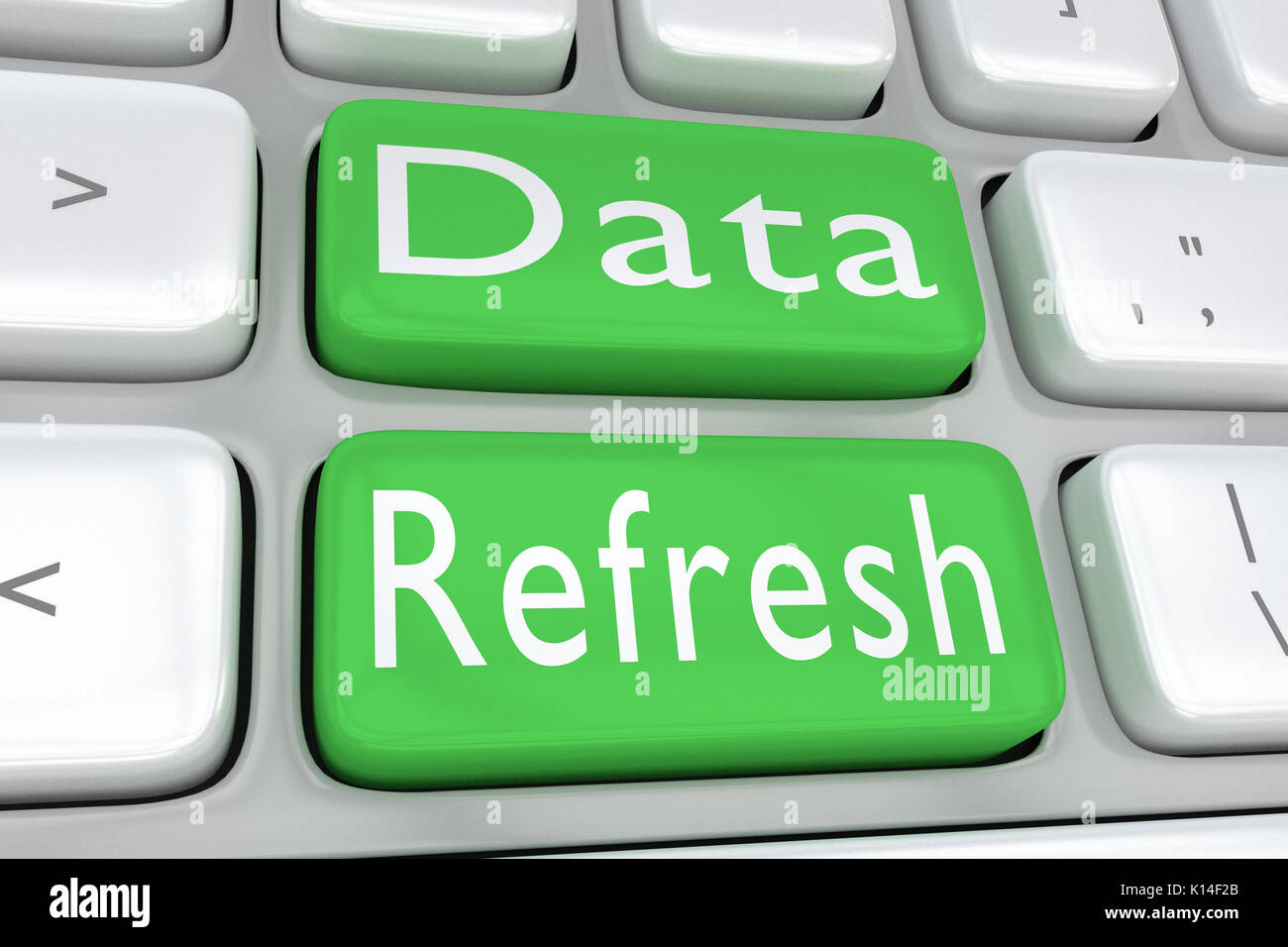 3D illustration of computer keyboard with the print "Data Refresh" on ...
