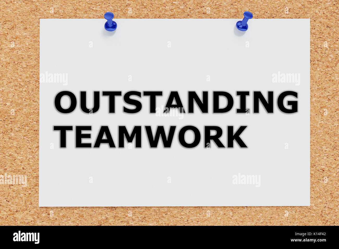3D illustration of "OUTSTANDING TEAMWORK" on cork board Stock Photo - Alamy