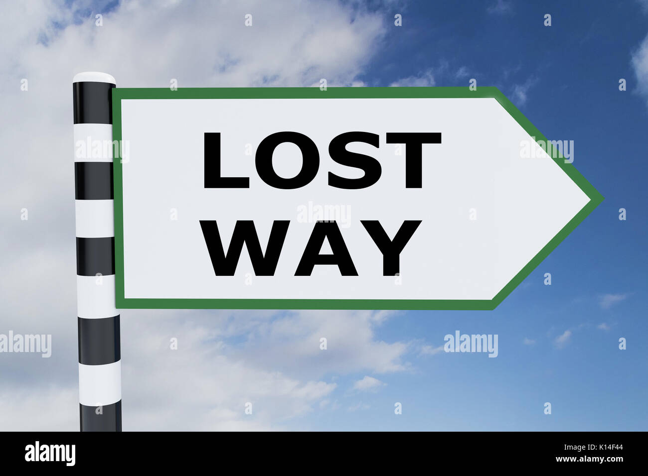 3D illustration of "LOST WAY" script on road sign Stock Photo - Alamy