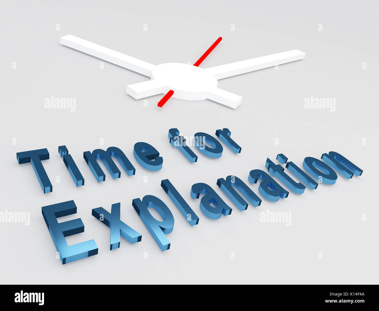 3D illustration of "Time for Explanation" title with a clock as a ...