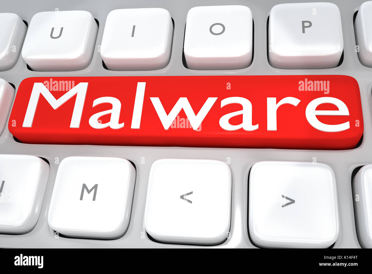 3D illustration of computer keyboard with the print "Malware" on a red button Stock Photo - Alamy