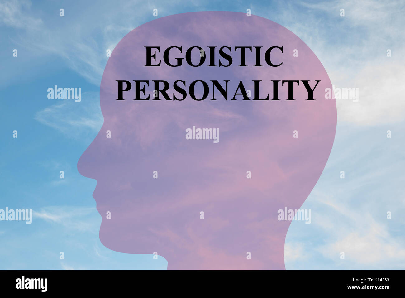 Render illustration of "EGOISTIC PERSONALITY" title on head silhouette ...