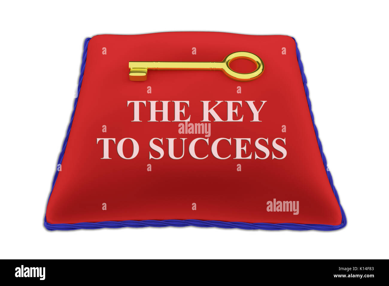 3D illustration of "THE KEY TO SUCCESS" Title on red velvet pillow near ...