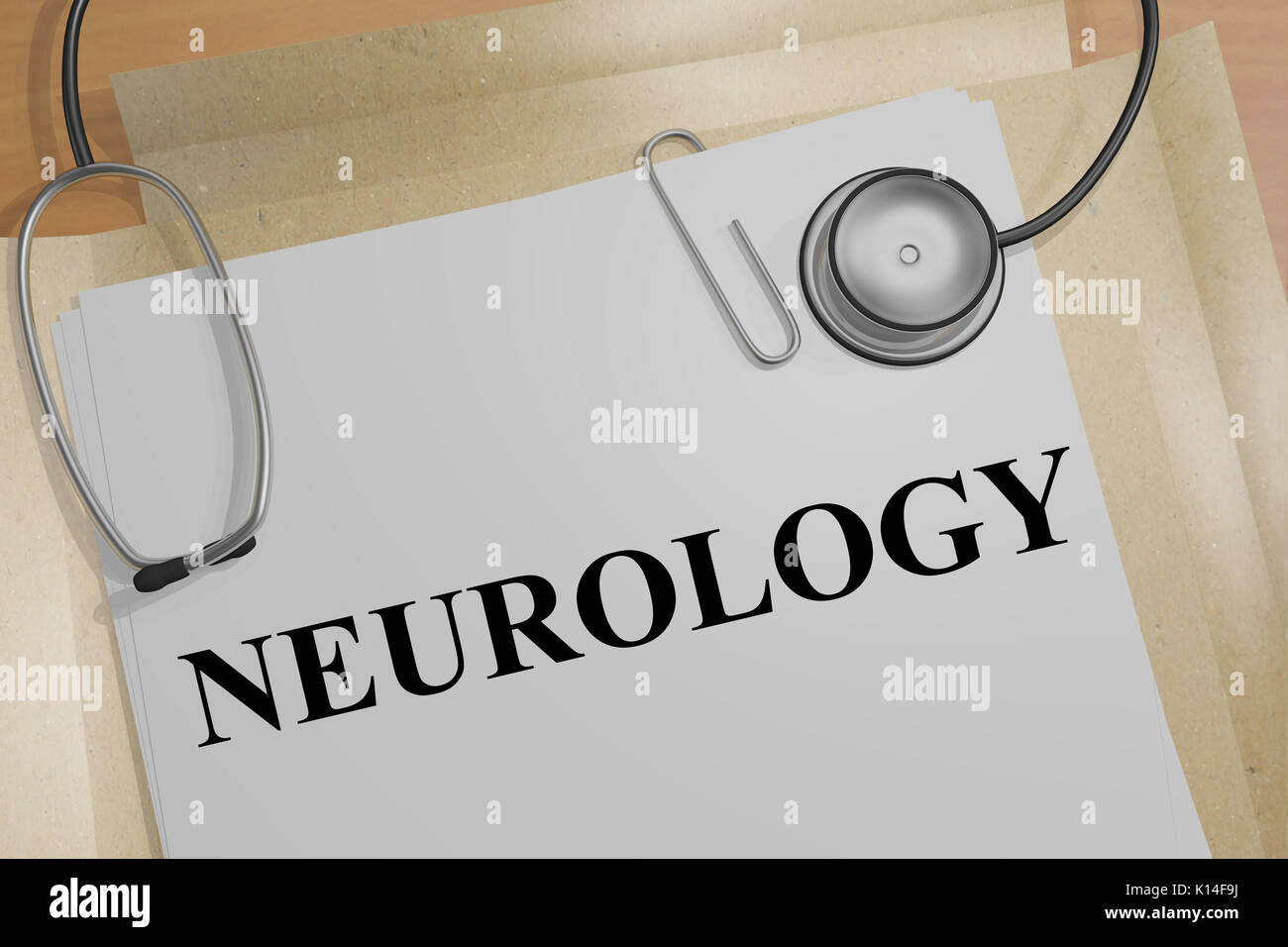 3D illustration of "NEUROLOGY" title on a medical document Stock Photo ...
