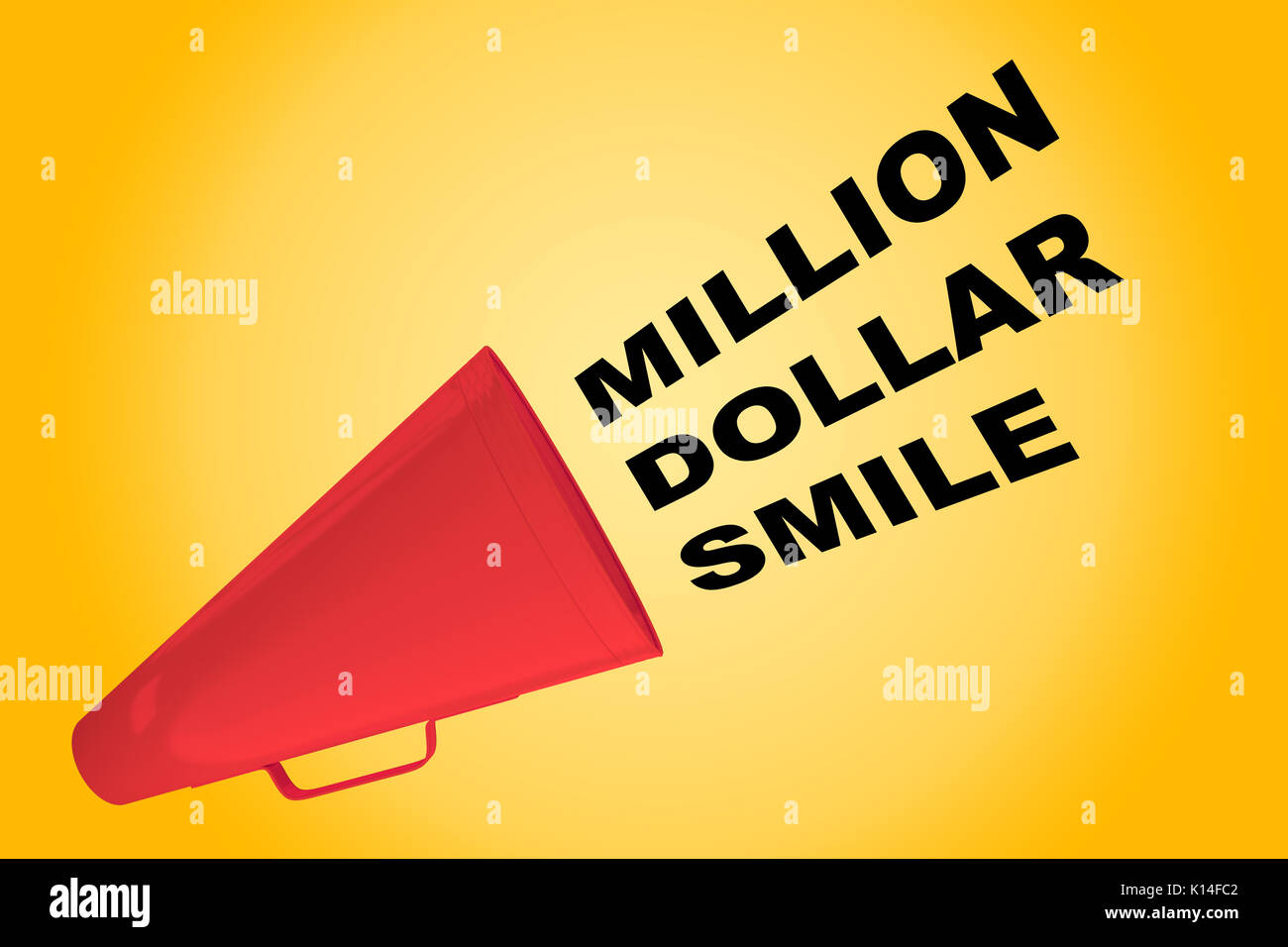 3D illustration of "MILLION DOLLAR SMILE" title flowing from a ...