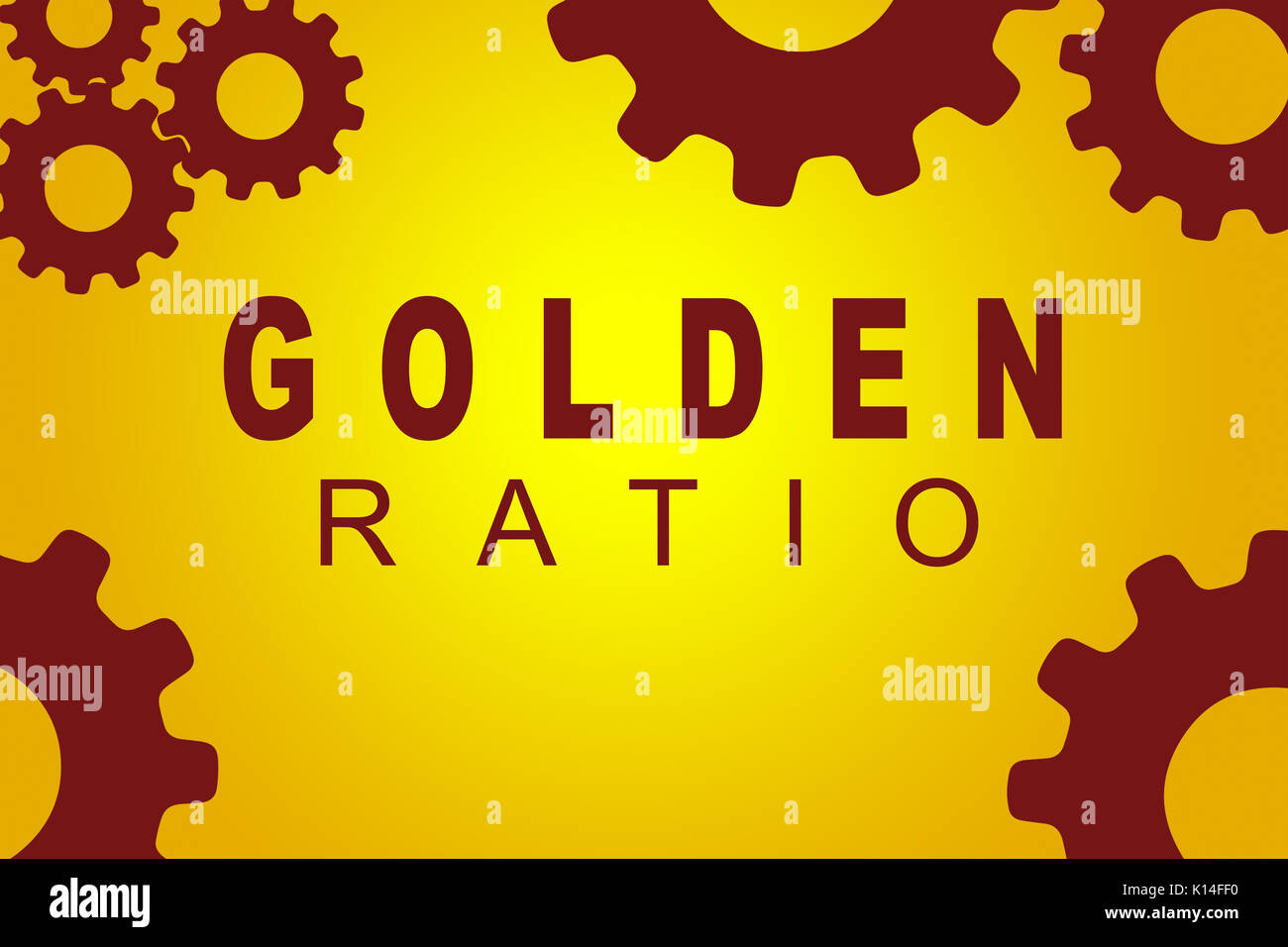 GOLDEN RATIO sign concept illustration with red gear wheel figures on ...