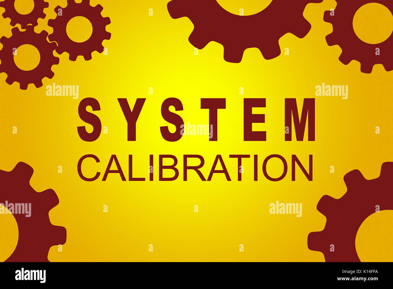 SYSTEM CALIBRATION sign concept illustration with red gear wheel ...