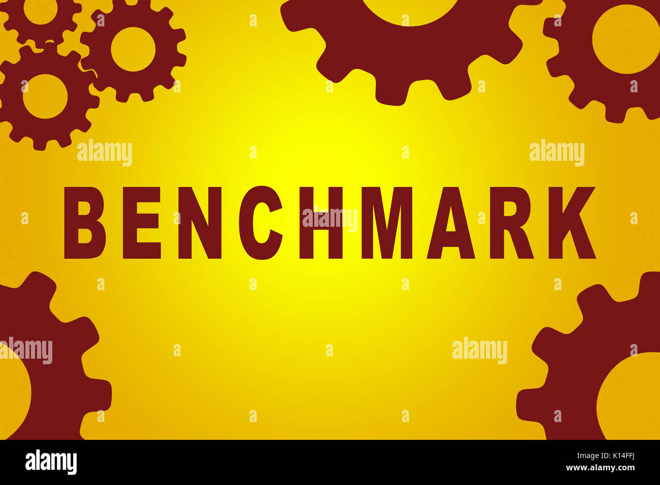 BENCHMARK sign concept illustration with red gear wheel figures on ...
