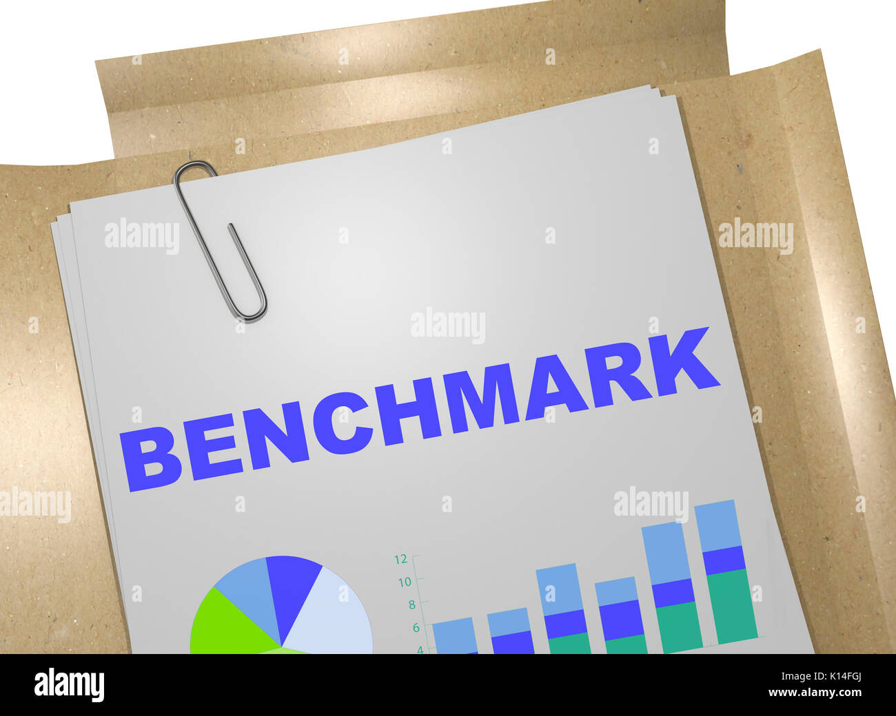 3D illustration of "BENCHMARK" title on business document Stock Photo ...