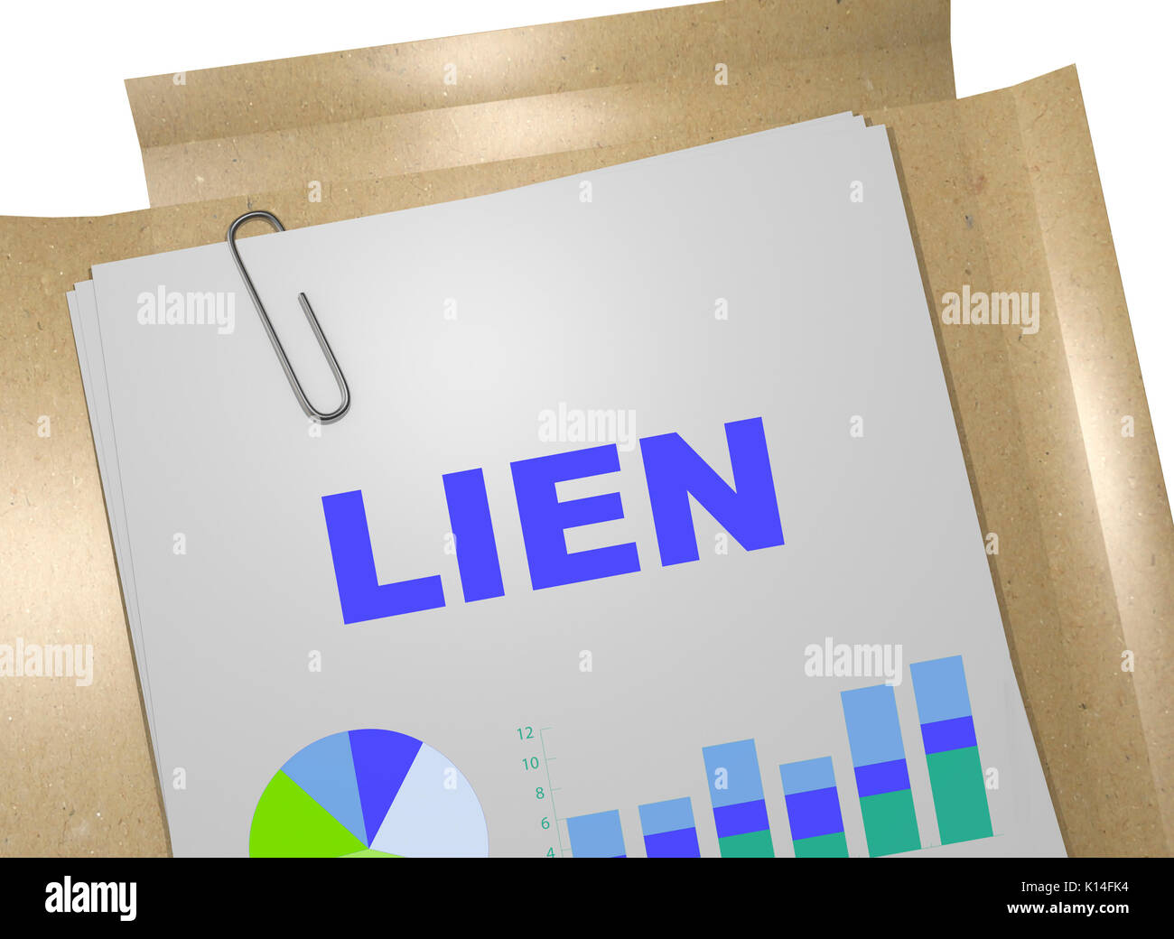 3D illustration of "LIEN" title on business document Stock Photo - Alamy